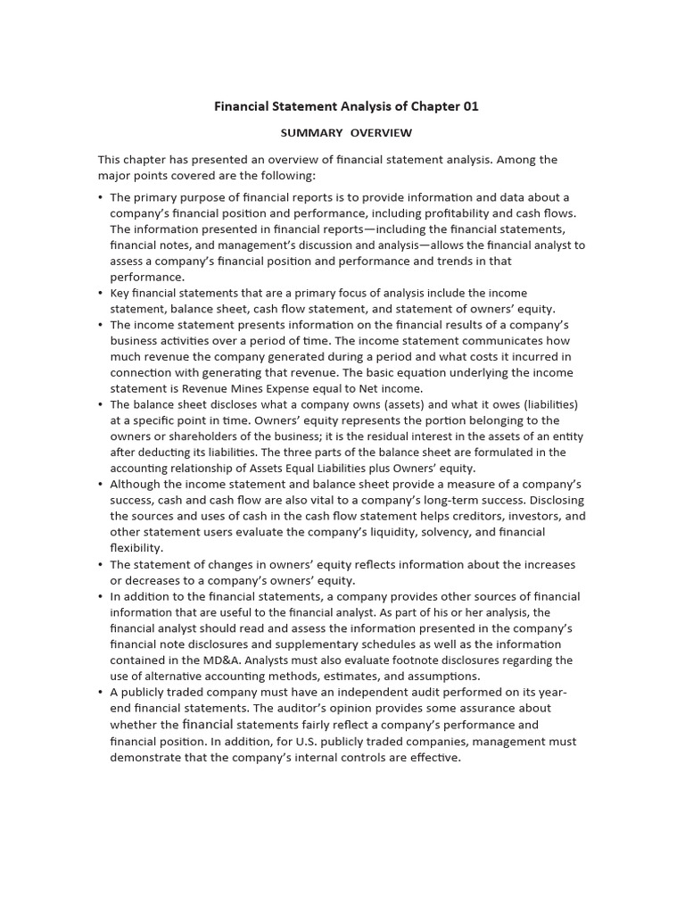 Financial Statement Analysis - Chapter 1 Solved Problem | PDF ...