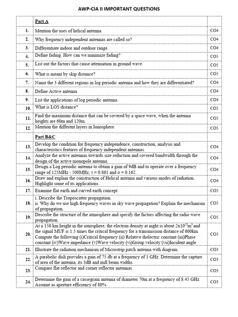 Key Questions on Antenna Theory and Design | PDF | Antenna (Radio ...