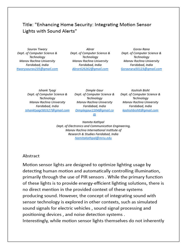 Motion Sensor Pdf Arduino Light Emitting Diode