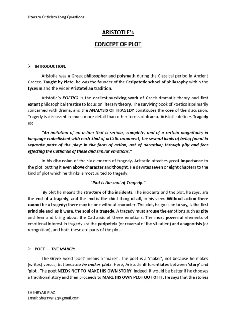 Poetics Aristotle Plot | Download Free PDF | Poetics (Aristotle) | Tragedy