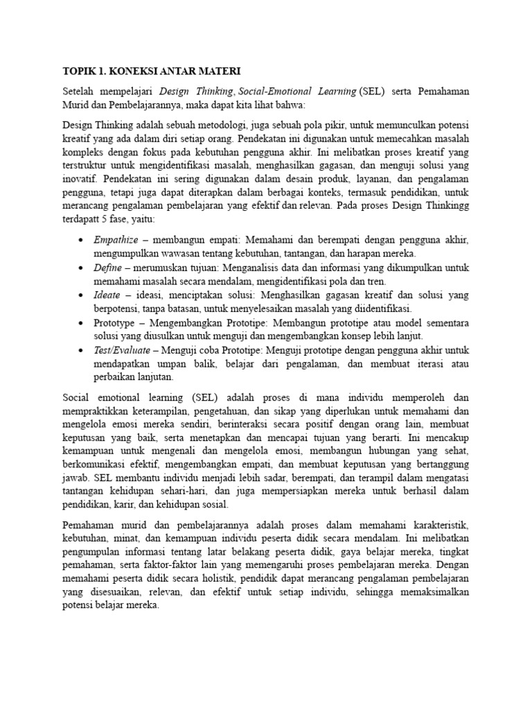 TOPIK 1 - Koneksi Antar Materi Design Thinking | PDF