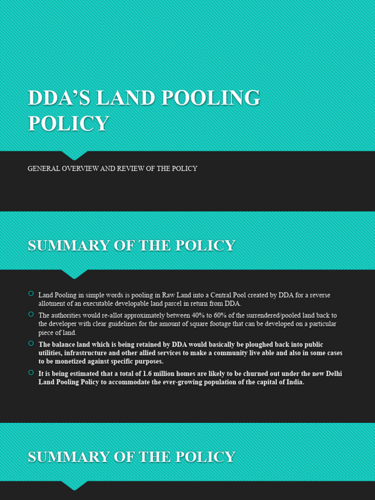 Dda's Land Pooling Policy | PDF | Economies