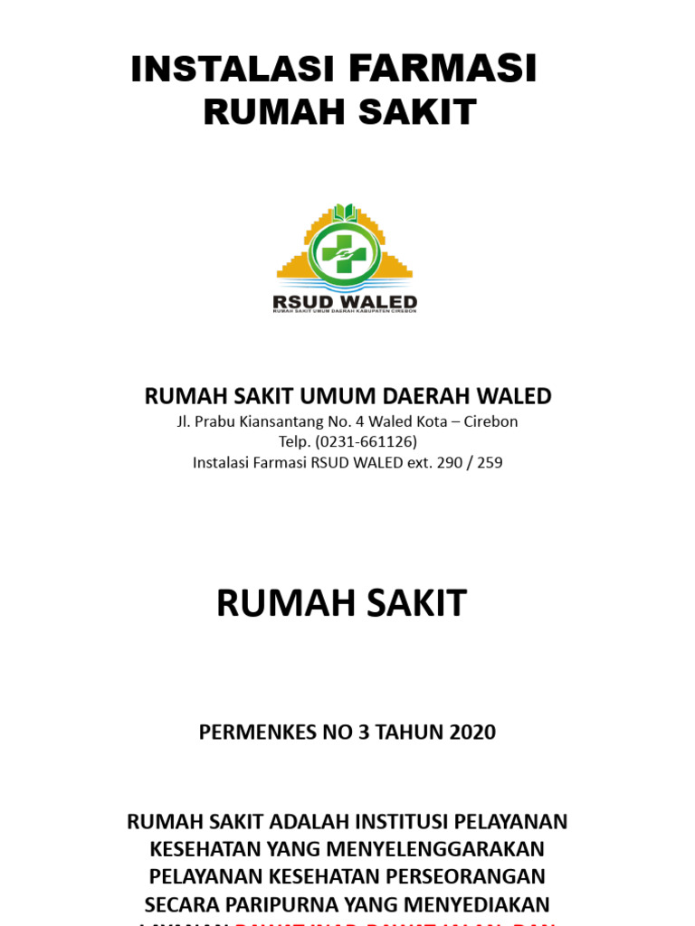 Instalasi Farmasi Rumah Sakit Rsud Waled Edit | PDF