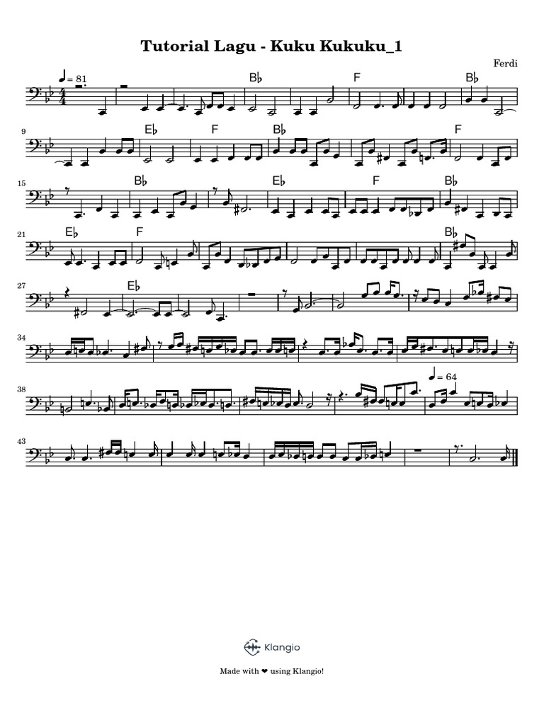 Tutorial Lagu - Kuku Kukuku - 1 | PDF