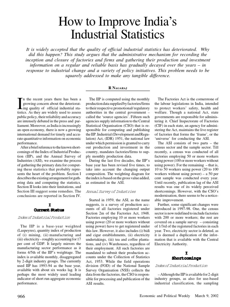 How To Improve Industrial Statistics | PDF | Economies | Business