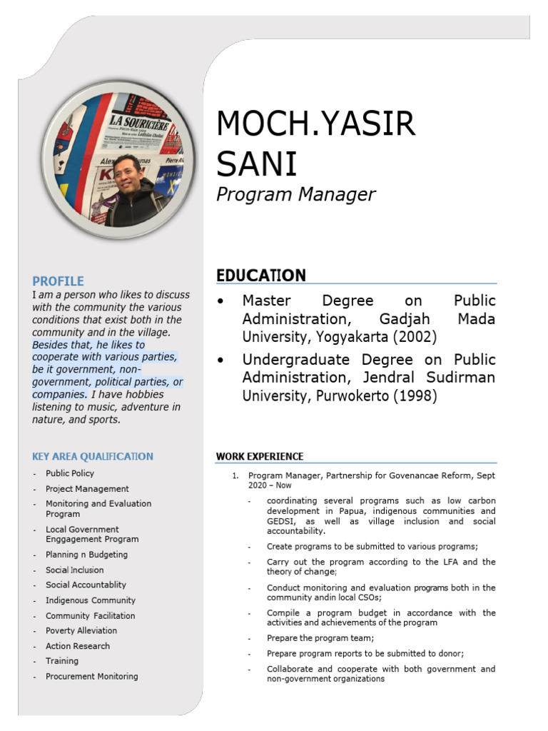 CV Moch Yasir Sani (Terbaru) | PDF | Capacity Building | Non Governmental Organization
