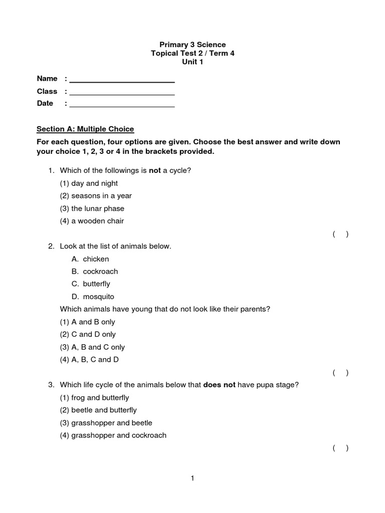 Primary 3 Science | PDF | Mosquito | Frog