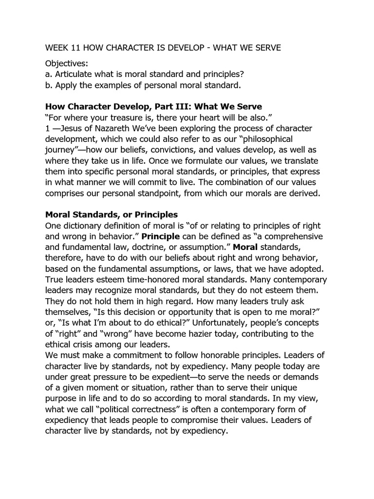 How Character Develop, Part III: What We Serve | PDF | Leadership ...