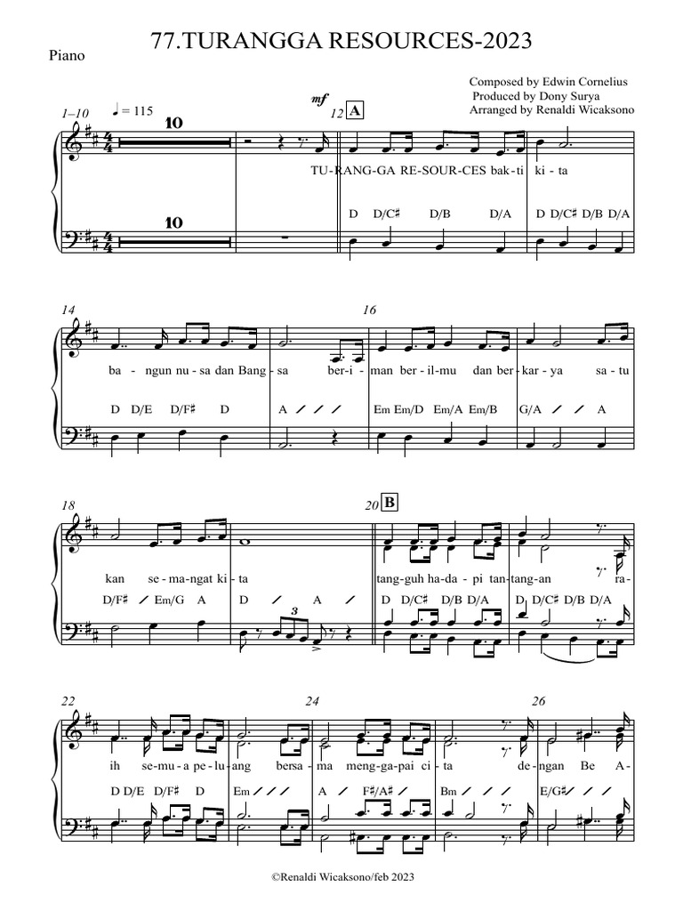 (Piano) TURANGGA RESOURCES-2023 | PDF