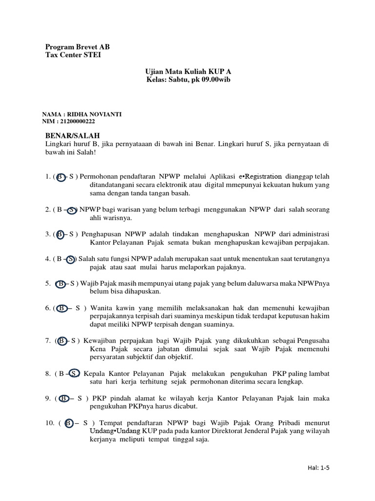 Kup Pajak Ridha Novianti | PDF | Pengelolaan Keuangan & Uang