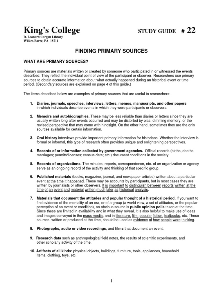 Study Guide 22 | PDF | Primary Sources | Libraries