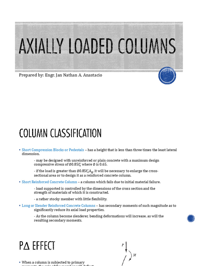 CE135 - 8. Axially Loaded Columns | PDF | Strength Of Materials | Column