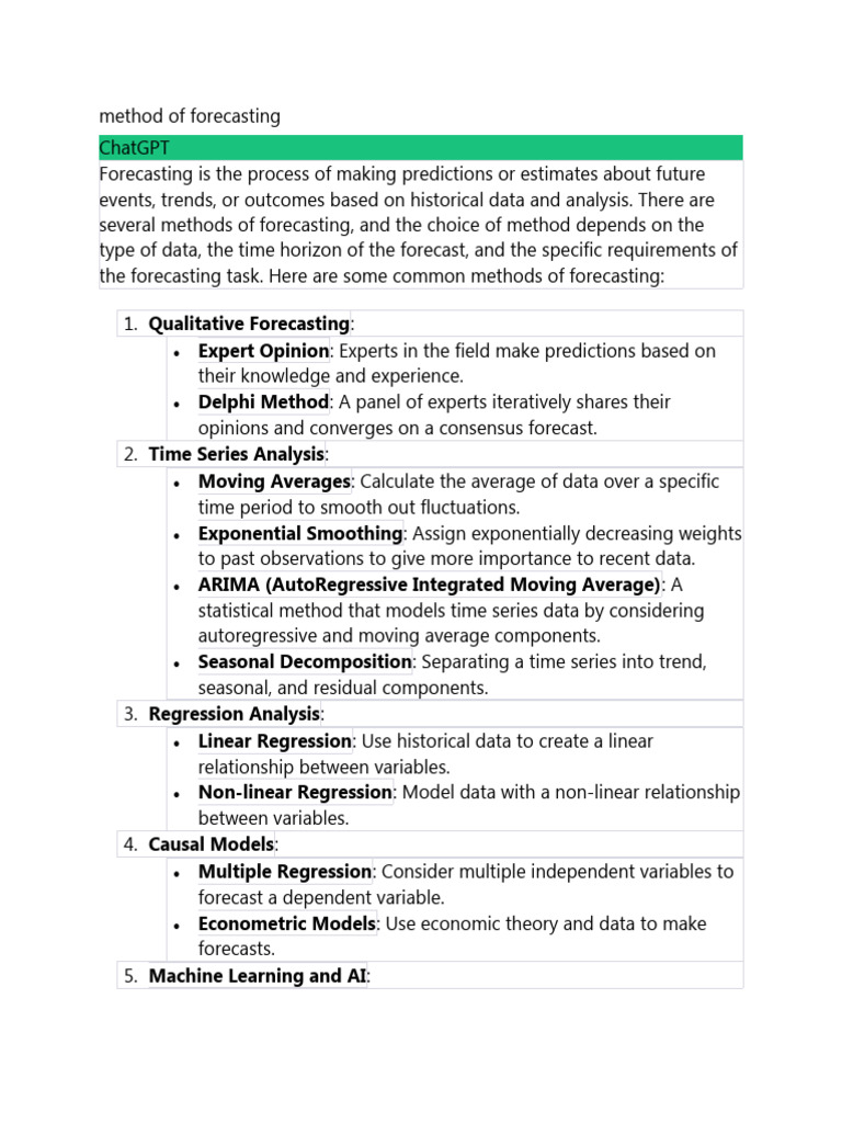 Method of Forecasting | PDF | Forecasting | Time Series