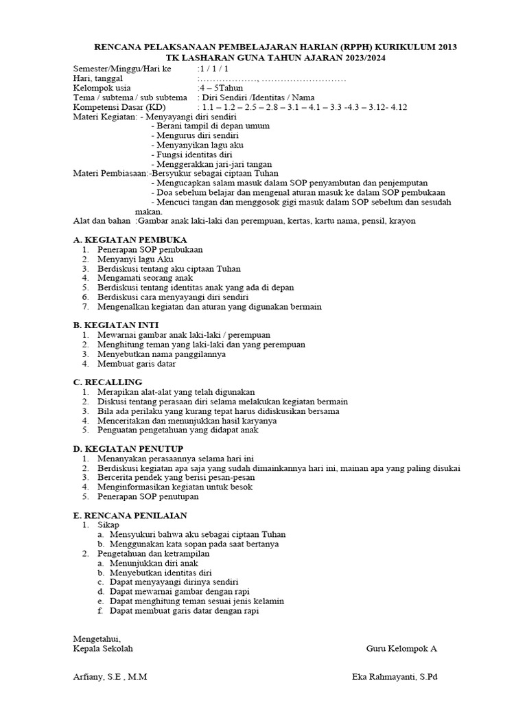 RPPH K13 SMSTR 1 Tema Diri Sendiri | PDF | Kesehatan Holistik