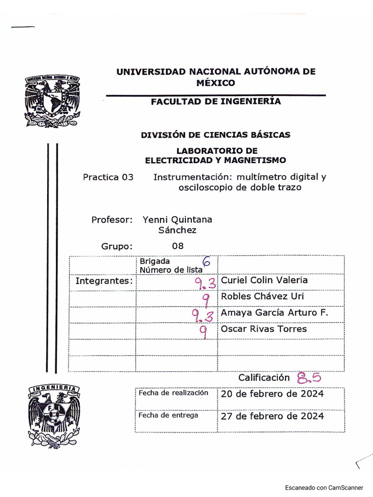 Gpo 08 B6 P3 Instrumentación Multímetro Digital y Osciloscopio de Doble ...