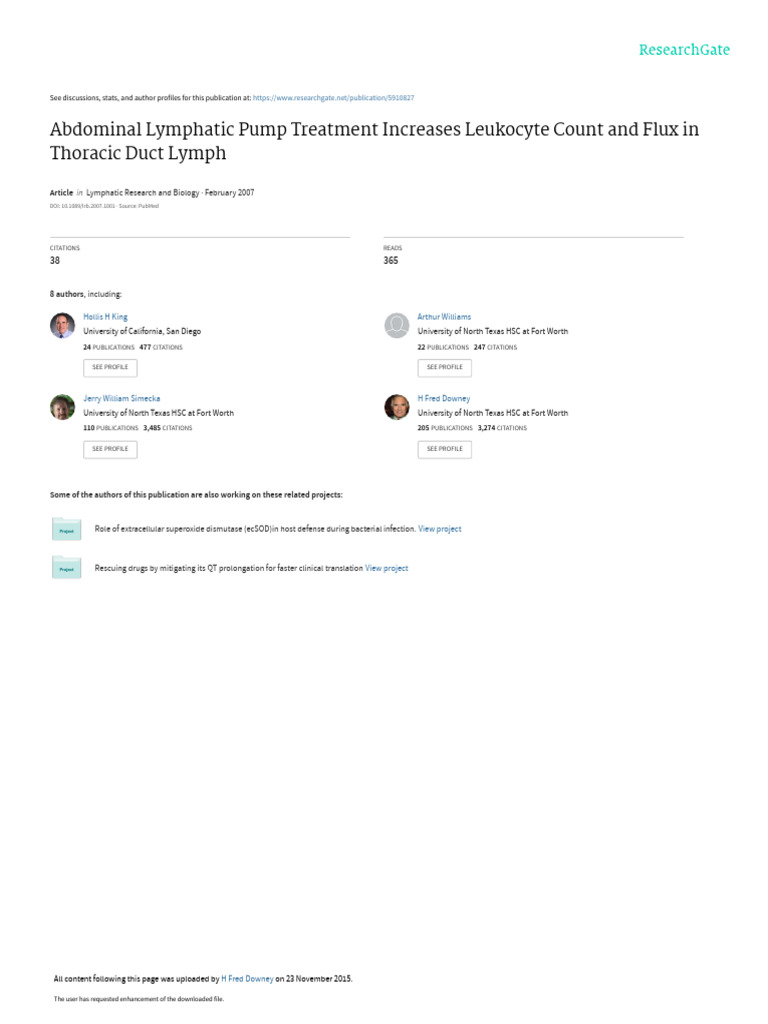 Lymphatic Pump Boosts Immunity | PDF | Lymphatic System | Inflammation