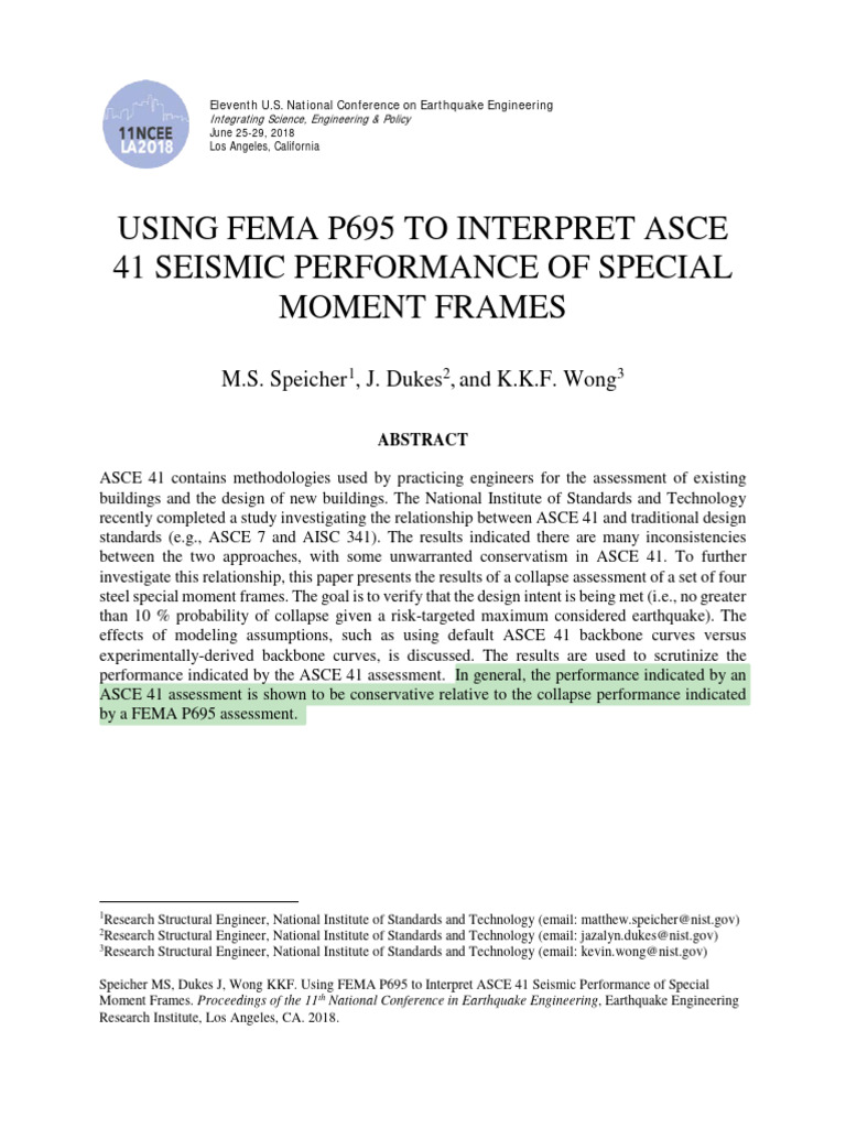 Using Fema P695 To Interpret Asce41 Seismic Performance of Special ...