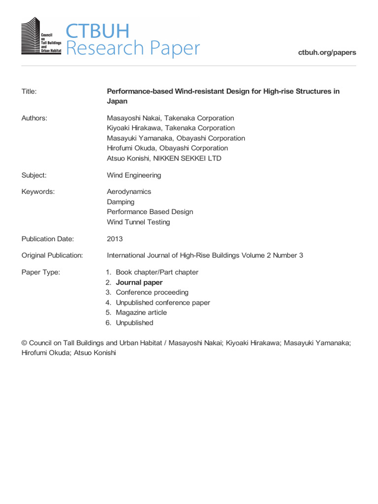 2279 Performance Based Wind Resistant Design For High Rise Structures in Japan | PDF | Wound ...