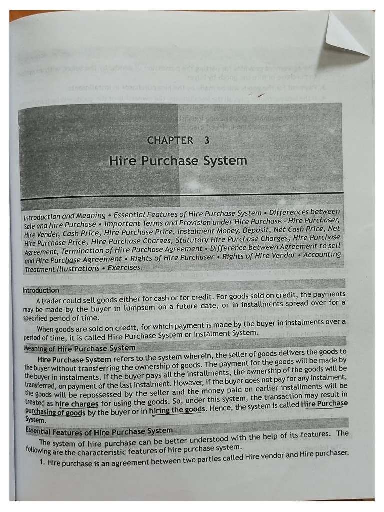 Chapter 3 Hire Purchase (Notes-1) | PDF