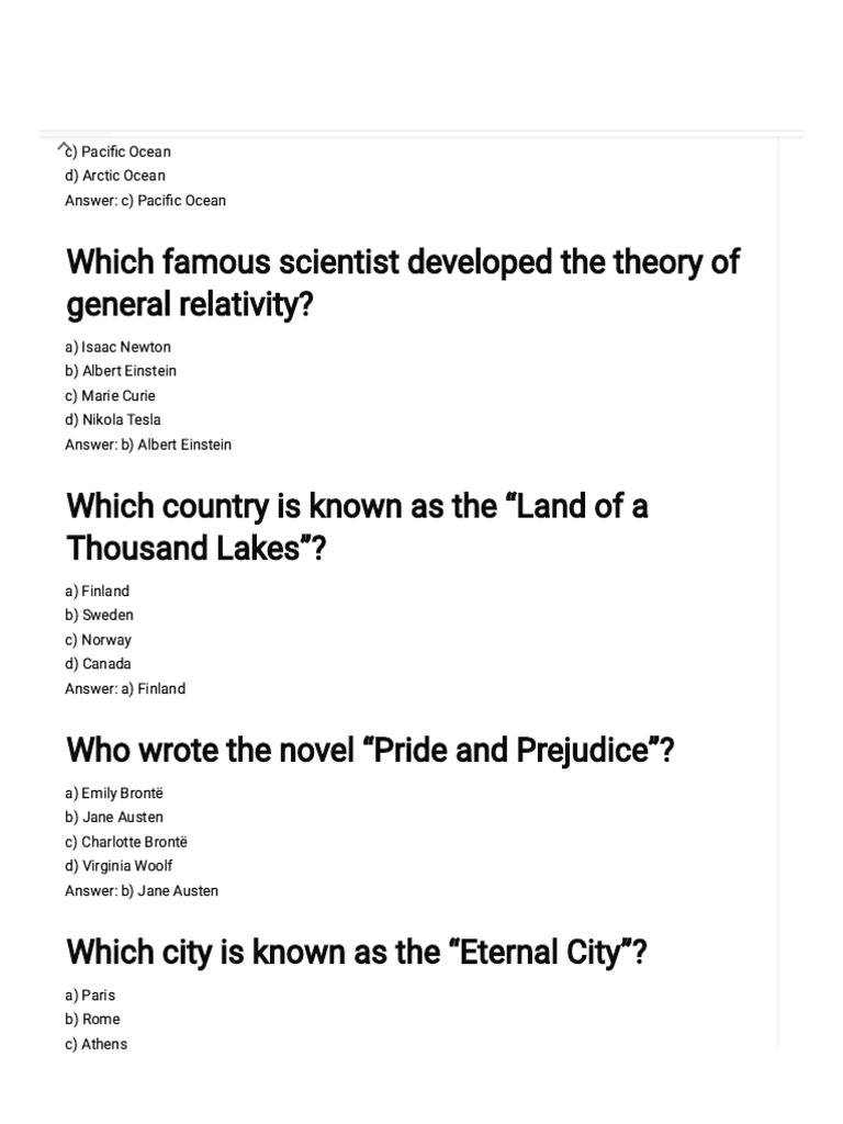 World General Knowledge MCQs - Exploring The World | PDF | English ...