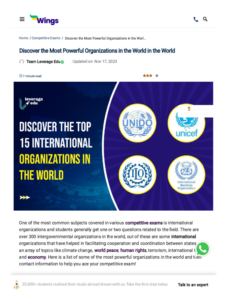 Top 15 Powerful International Organizations | PDF | United Nations ...
