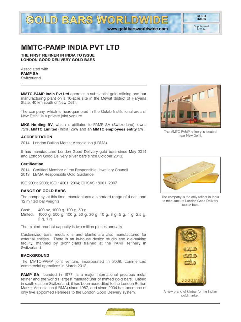 NBA 63 MMTC PAMP Gold Bars | PDF | Currency | Noble Metals