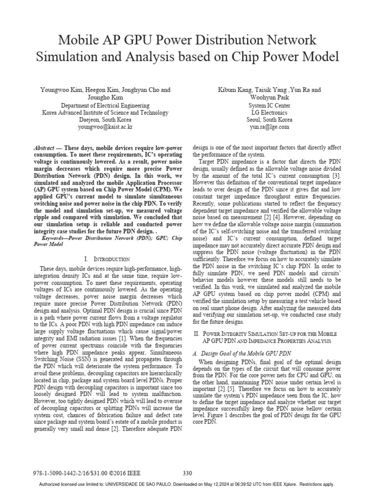 Mobile AP GPU Power Distribution Network Simulation and Analysis Based ...