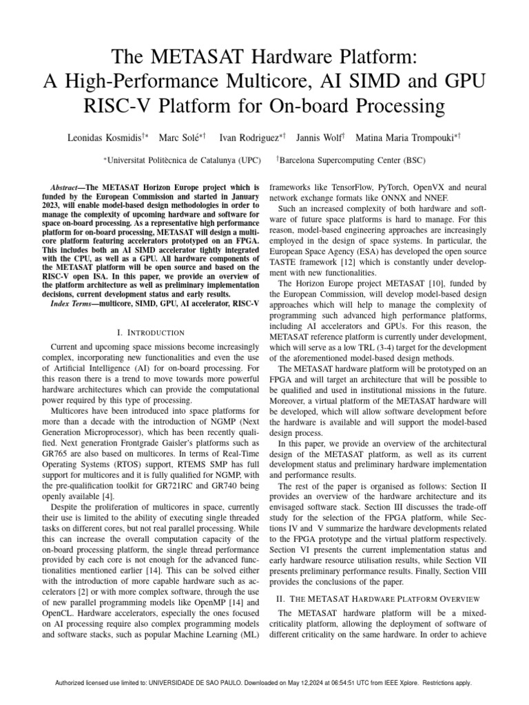 The Metasat Hardware Platform A High Performance Multicore Ai Simd And Gpu Risc V Platform For