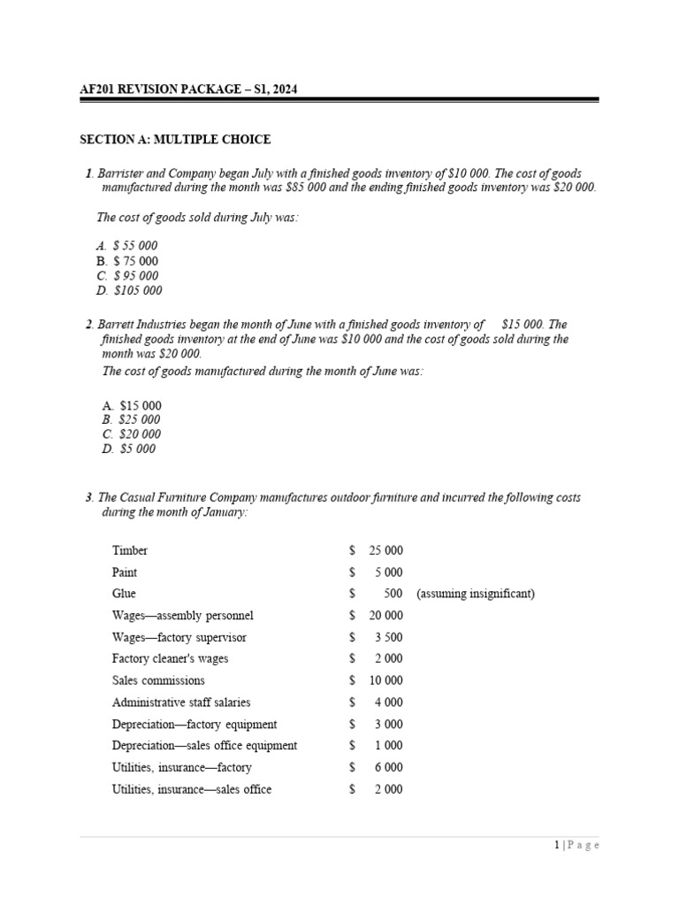AF201 Revision Package s1, 2024 | PDF | Errors And Residuals | Inventory