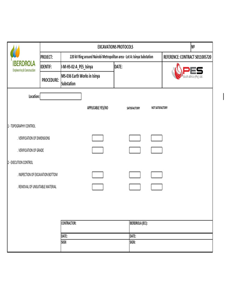 I-M-HS-02-A - PES - Isinya EXCAVATION PROTOCOL | PDF