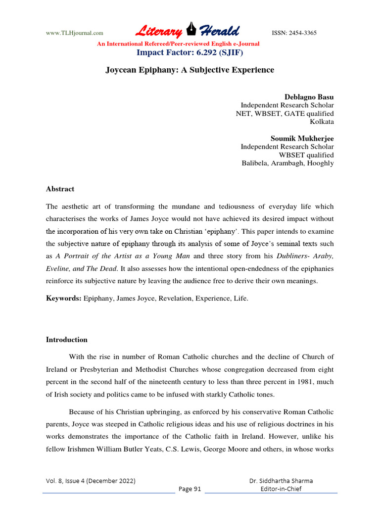 Epiphany | PDF | A Portrait Of The Artist As A Young Man | James Joyce