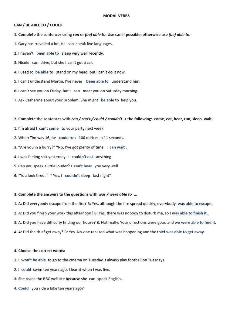 Ficha 33 Modal Verbs Con Soluciones | PDF | Language Arts & Discipline