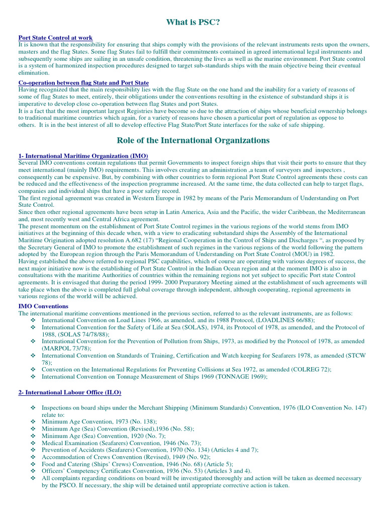 Basics of Port State Control PSC | PDF | Business