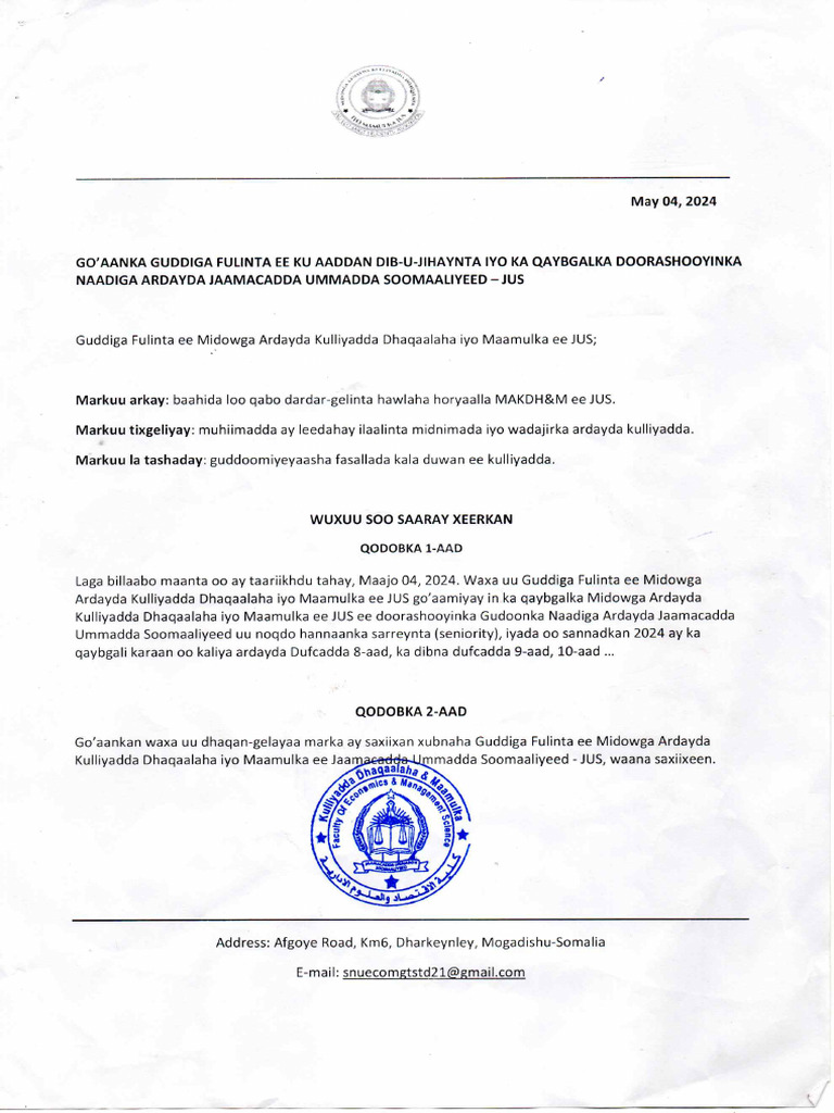 Go'Aanka Guddiga Fulinta | PDF