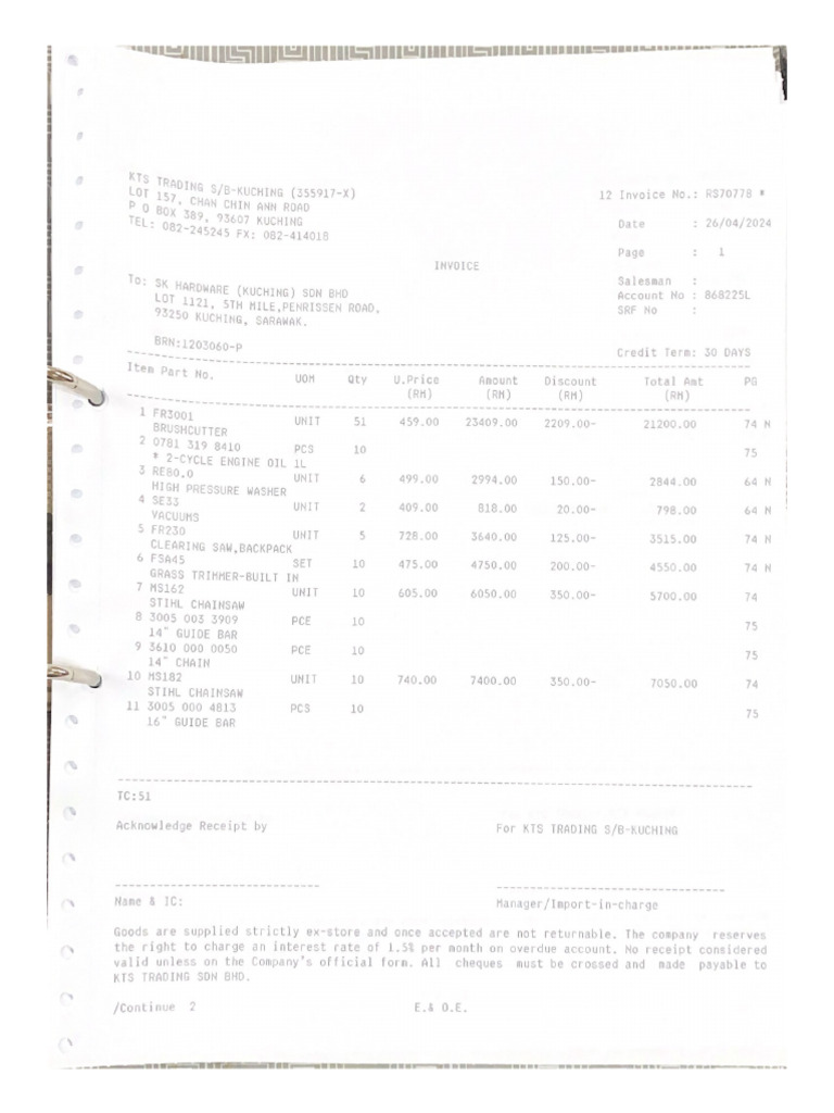 Kts Trading Sb-Kuching (355917-x) | PDF