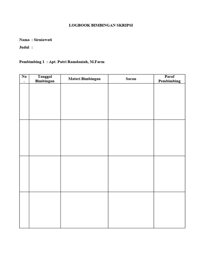 Logbook Bimbingan Skripsi | PDF