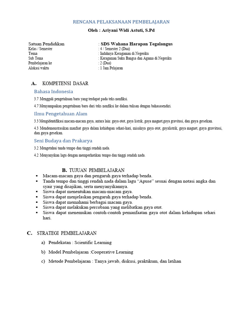 18 A. RPP Kelas IV | PDF | Karier & Perkembangan