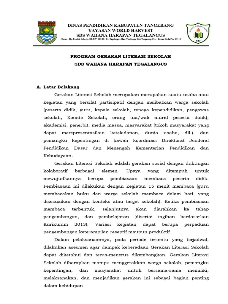 Program Kegiatan Literasi Sekolah | PDF