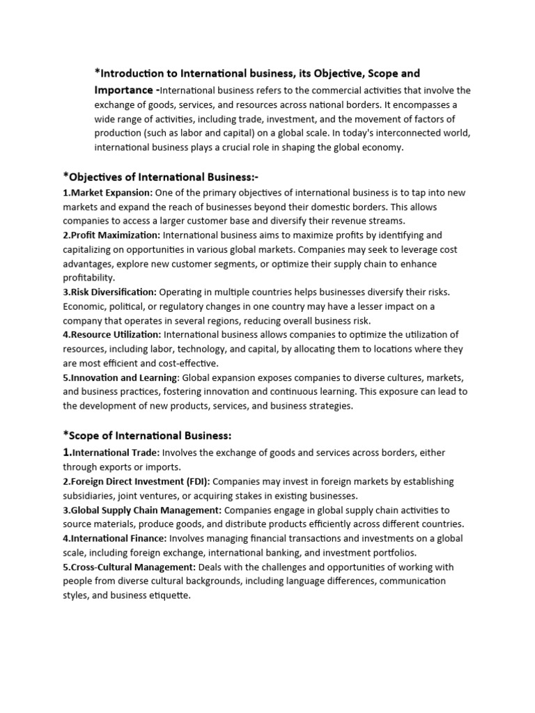 International Business Notes Exam | PDF | Cost Of Living | Leadership