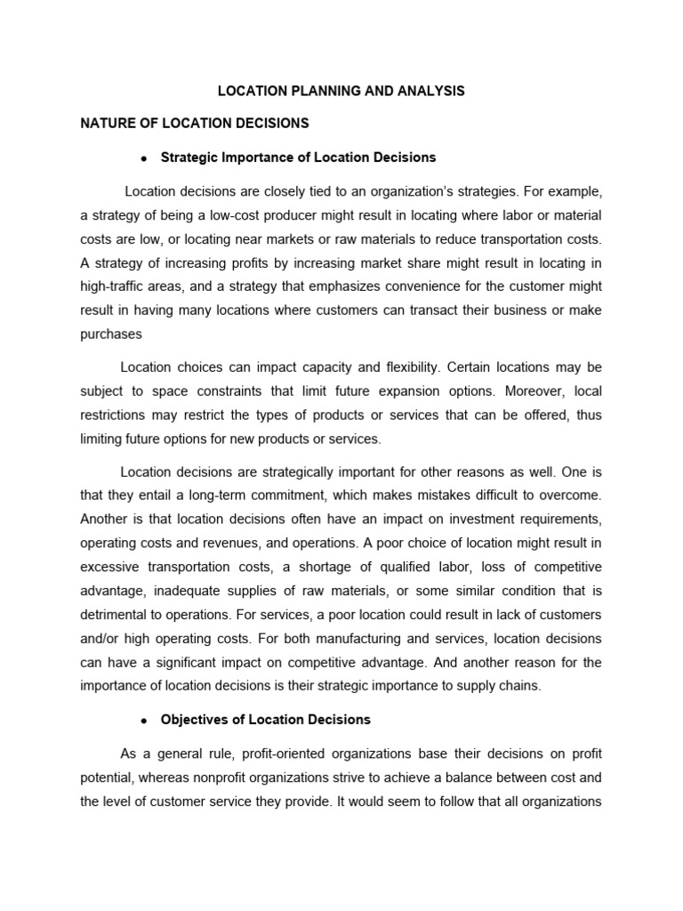 ACTIVITY9 LOCATION PLANNING AND ANALYSIS | PDF | Retail | Supply Chain