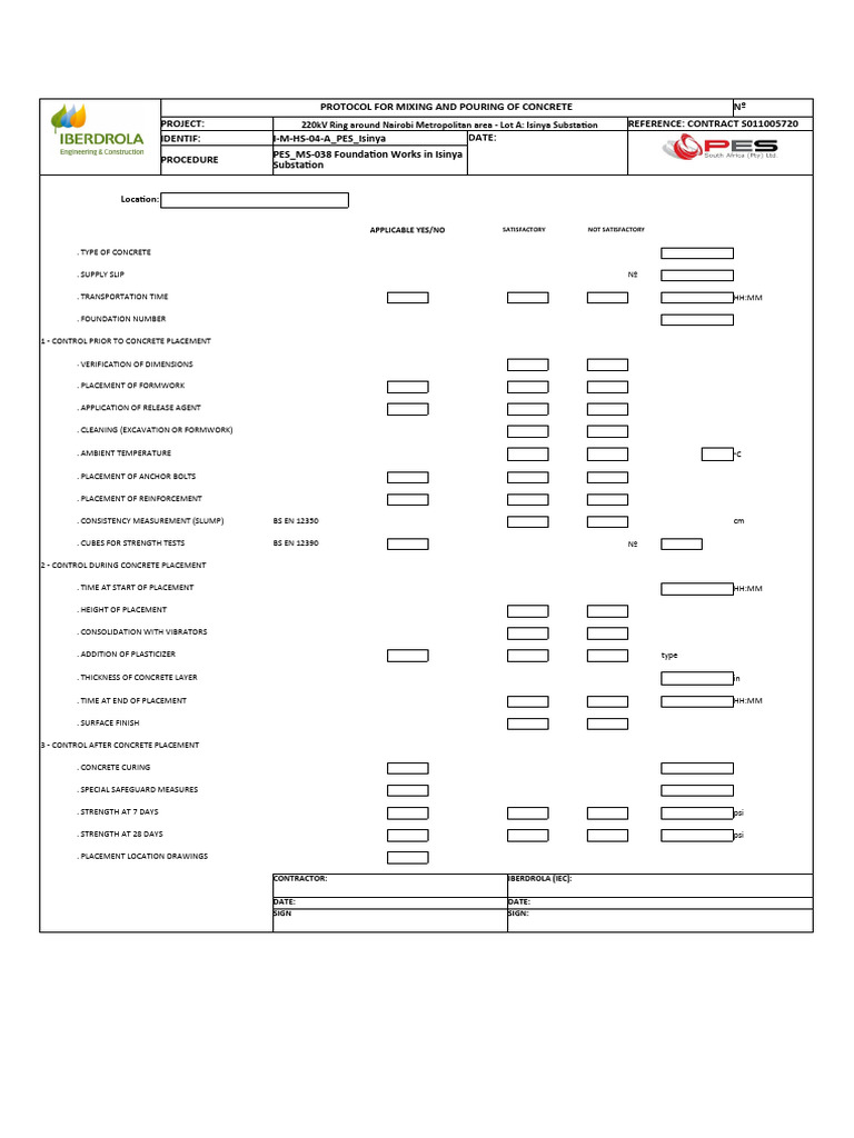 ITP and Forms For Foundations Isinya Substation - PES | PDF | Concrete ...