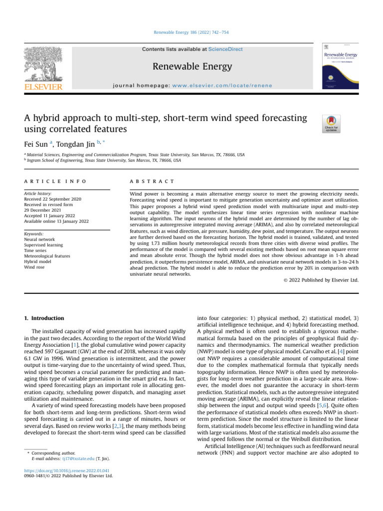A Hybrid Approach To Multi-Step, Short-Term Wind Speed Forecasting ... A Hybrid Approach To Multi-Step, Short-Term Wind Speed Forecasting ...