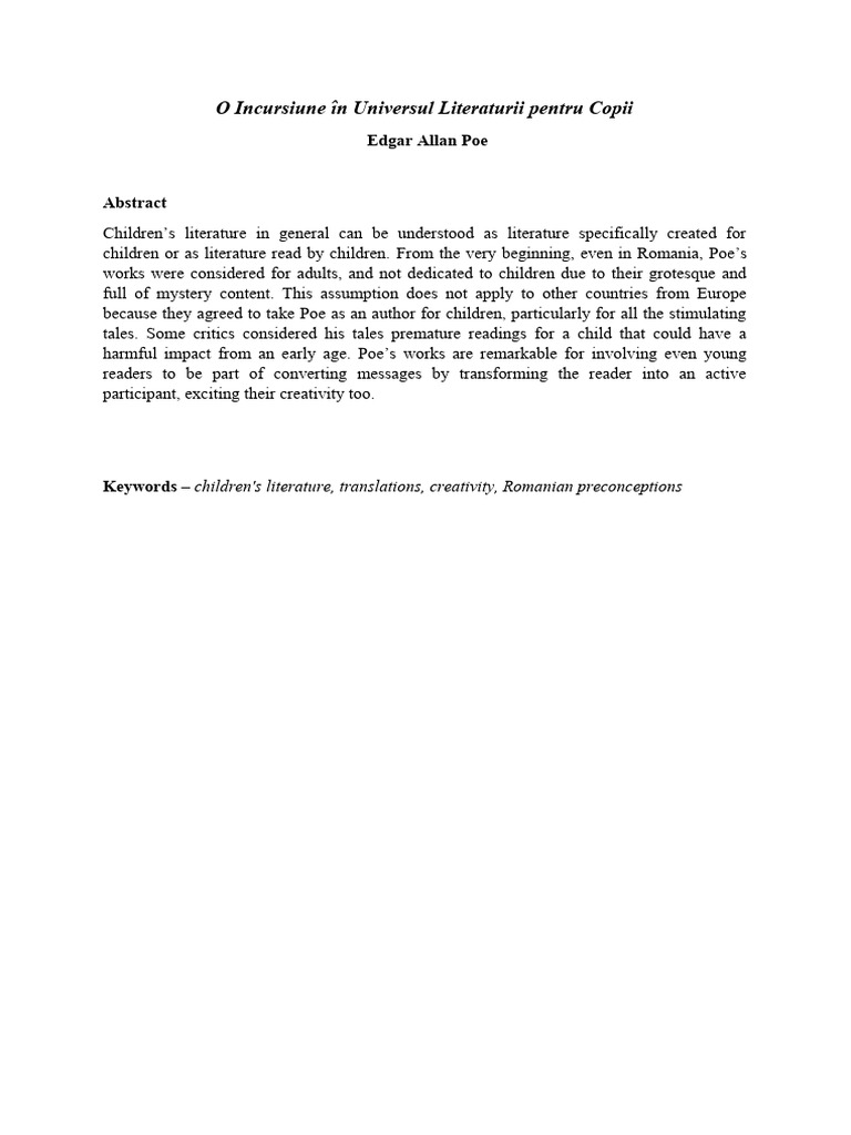 Poe's Impact on Children's Literature | PDF