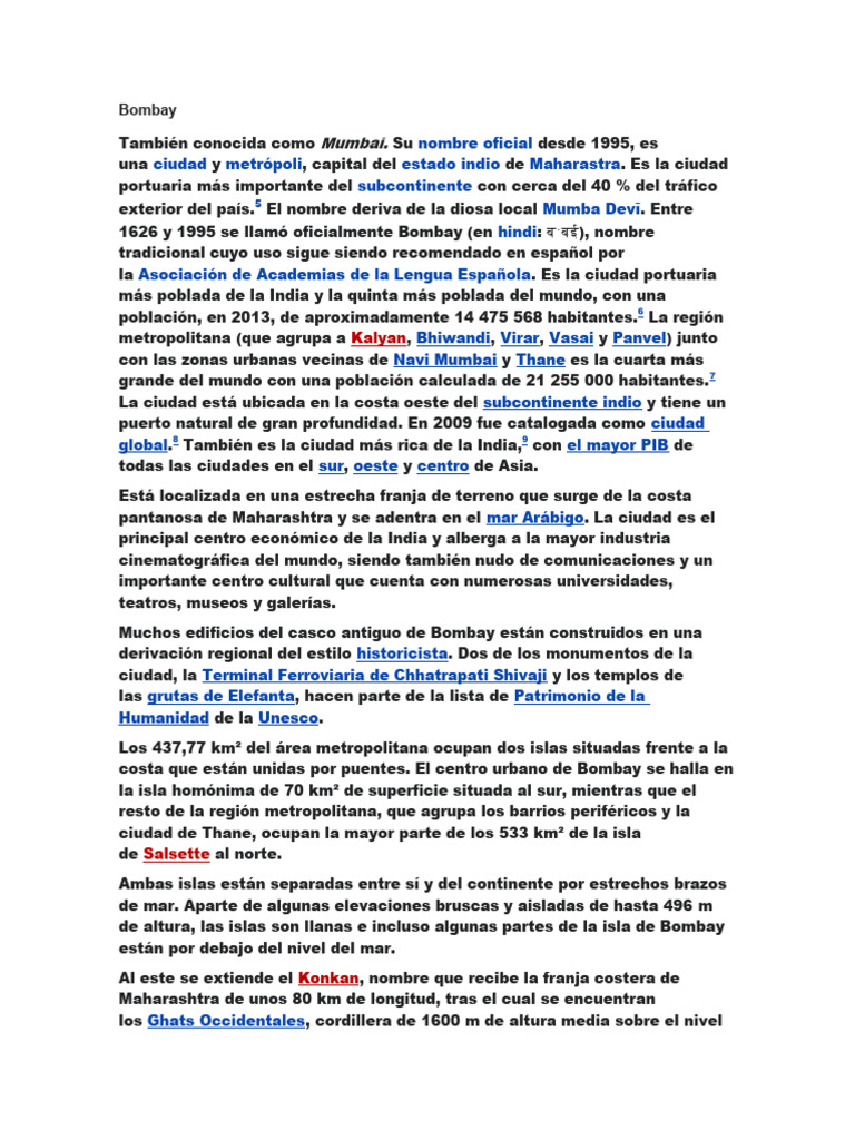 Bombay | PDF | Mumbai
