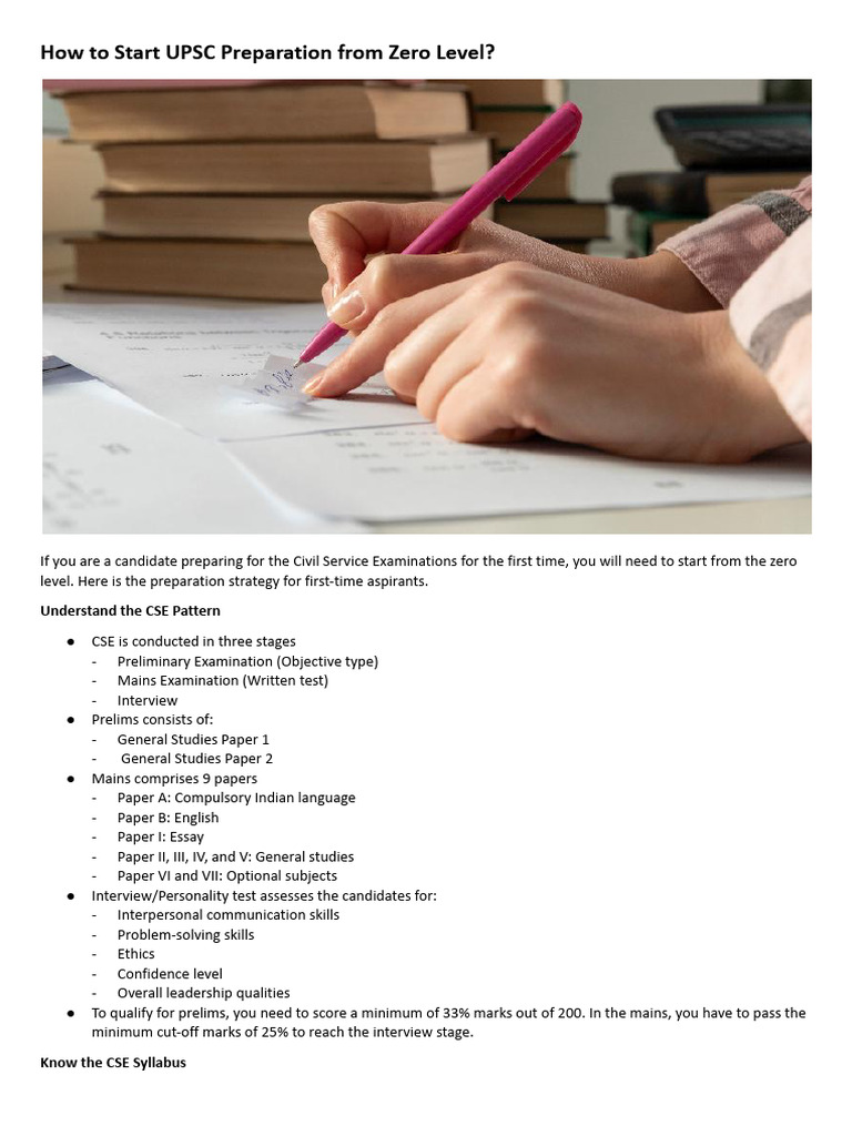 How To Start UPSC Preparation From Zero Level? | PDF