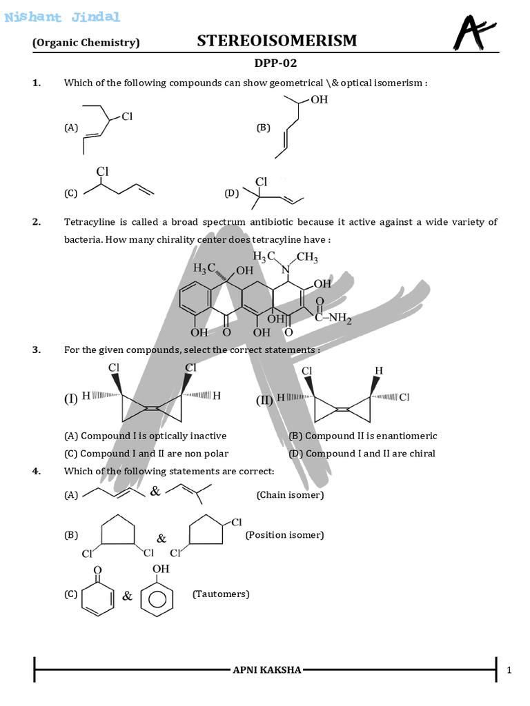 DPP - 02 Stereoisomerism NJ - 247 | PDF | Isomer | Chemistry