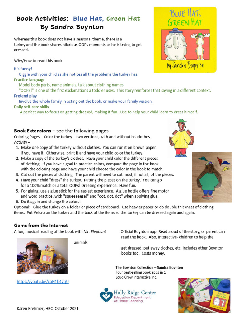 Blue Hat, Green Hat Activity Guide | PDF | Books
