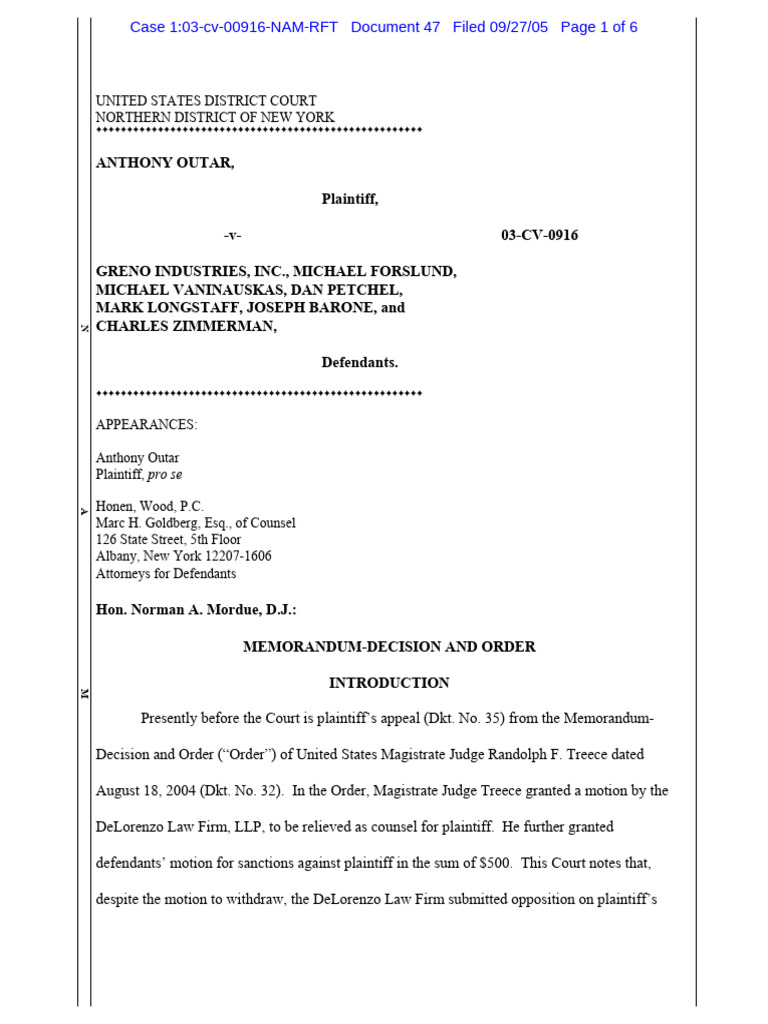 Outar V Greno | PDF | Lawsuit | Mediation