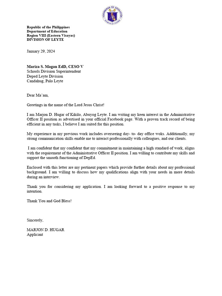 Application Letter | PDF | Career & Growth