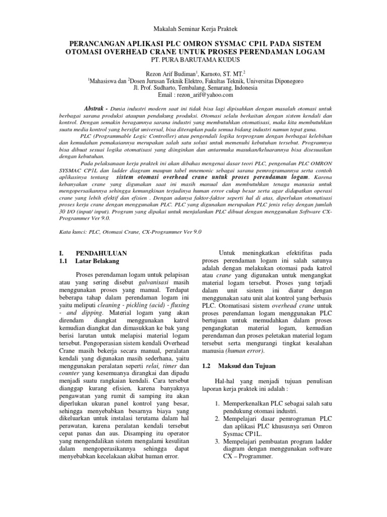 Contoh Aplikasi PLC OMRON CP1L | PDF